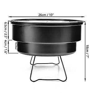 10" Portable Round Barbecue BBQ Charcoal Grill with Handle for Outdoor Home Kitchen BBQ Picnic Camping