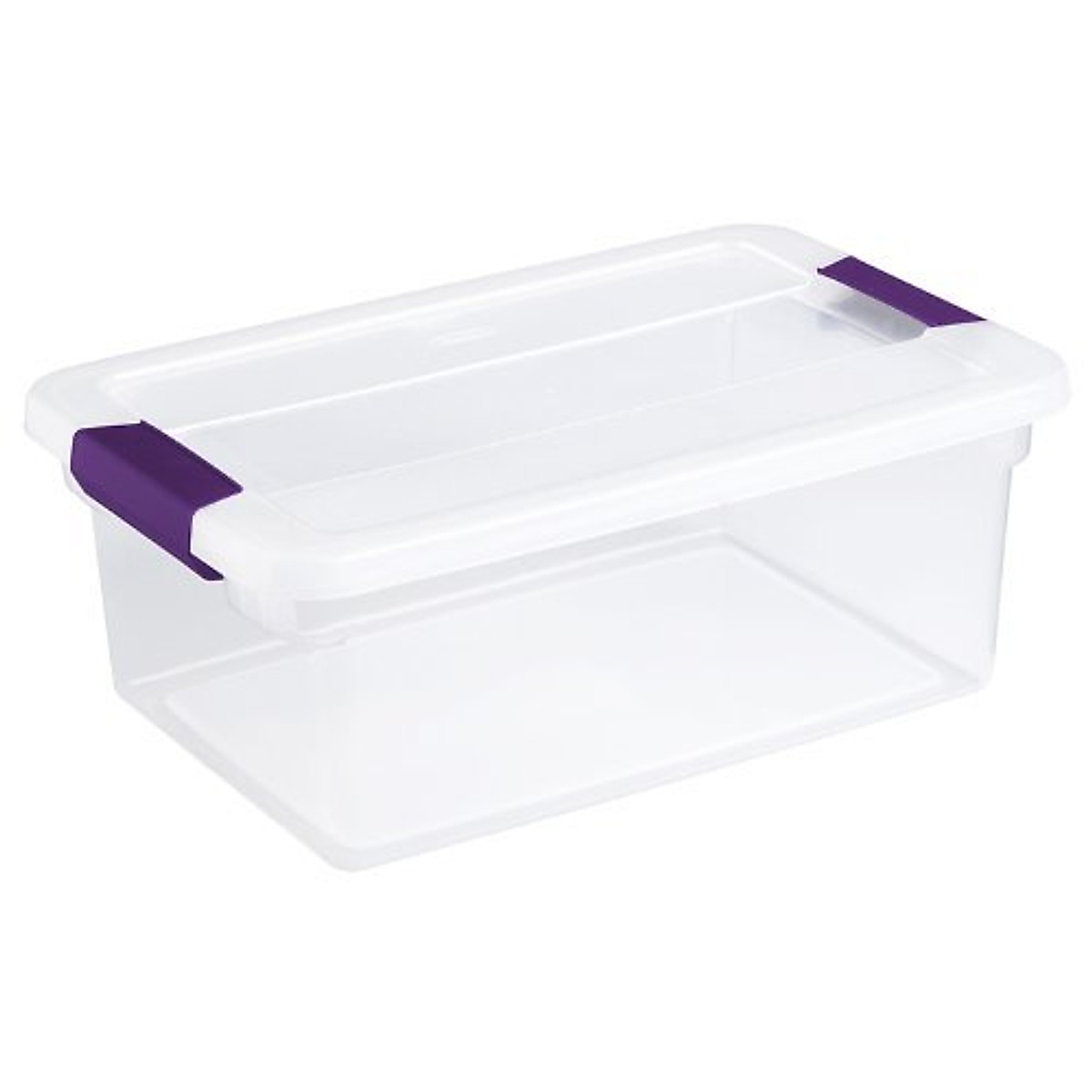 Sterilite 15 Quart ClearView Latch Storage Container With Sweet Plum Handles