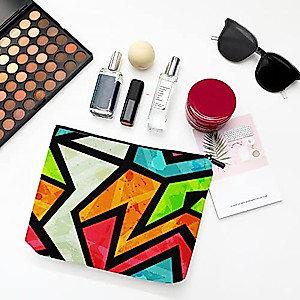 jarenap Rainbow Lines,Travel Bag Makeup Case Cosmetic Bag,Abstract Spiral Rainbow Lines Pattern,Linen Makeup Bag Great Gift for Travel,Rainbow Color