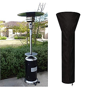 J&C Patio Heater Cover-Black Waterproof Dust-Proof Durable Veranda Outdoor Heater Cover with Zipper for Round Stand Up Patio Heater (86x19x33in)