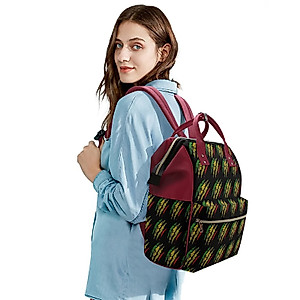 Lion Rasta Reggae Jamaica Roots Diaper Bag Backpack Large Capacity Mommy Bags Multifunction Nappy Bag Travel Back Pack Red-Style