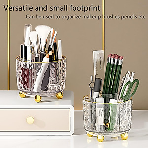 GOTOBA Pen Holder for Desk, 6 Slots 360° Degree Rotating Desk Organizers - Pencil Pen Organizers for Desk - Pencil Holder for Desk - Pencil Cup Pot for Office School Home Art Supply (Transparent)