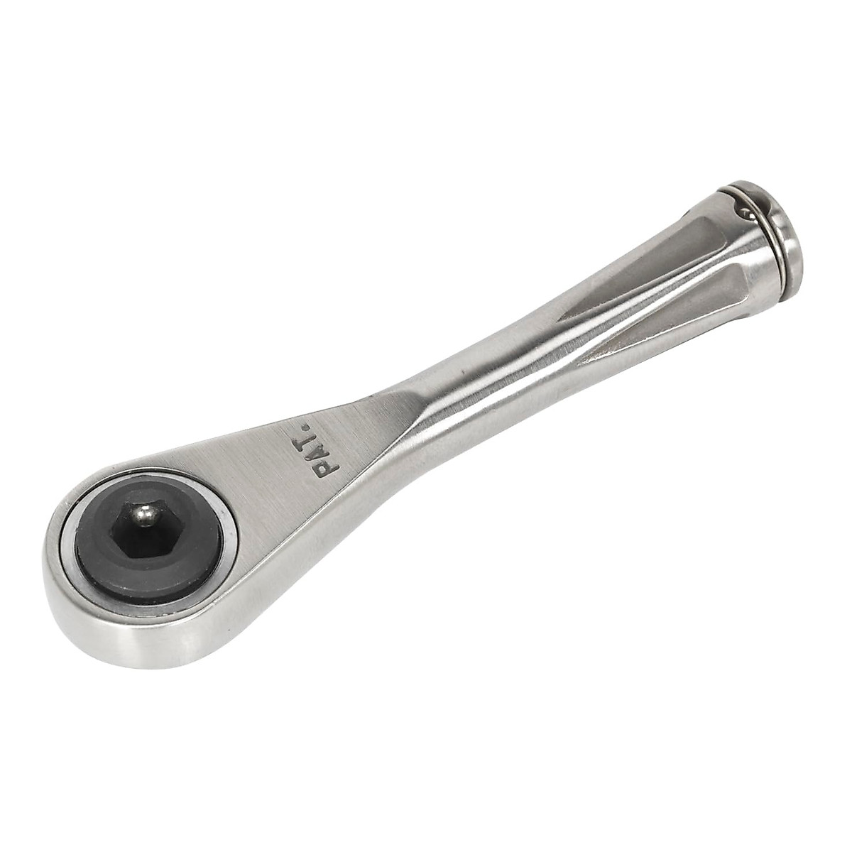 Sealey AK6962 Bit Driver Micro Stainless Steel Ratchet, 1/4 Hex, 85mm x 123mm x 42mm, Silver
