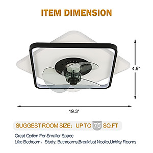 Oaks Aura 20 Inch Low Profile Ceiling Fans with Lights, Reversible,6 Speeds,3 Color Temperature Optional,DC Motor,Modern Flush Mount Ceiling Fan with Remote for Kids Bedroom,Living Room,Kitchen