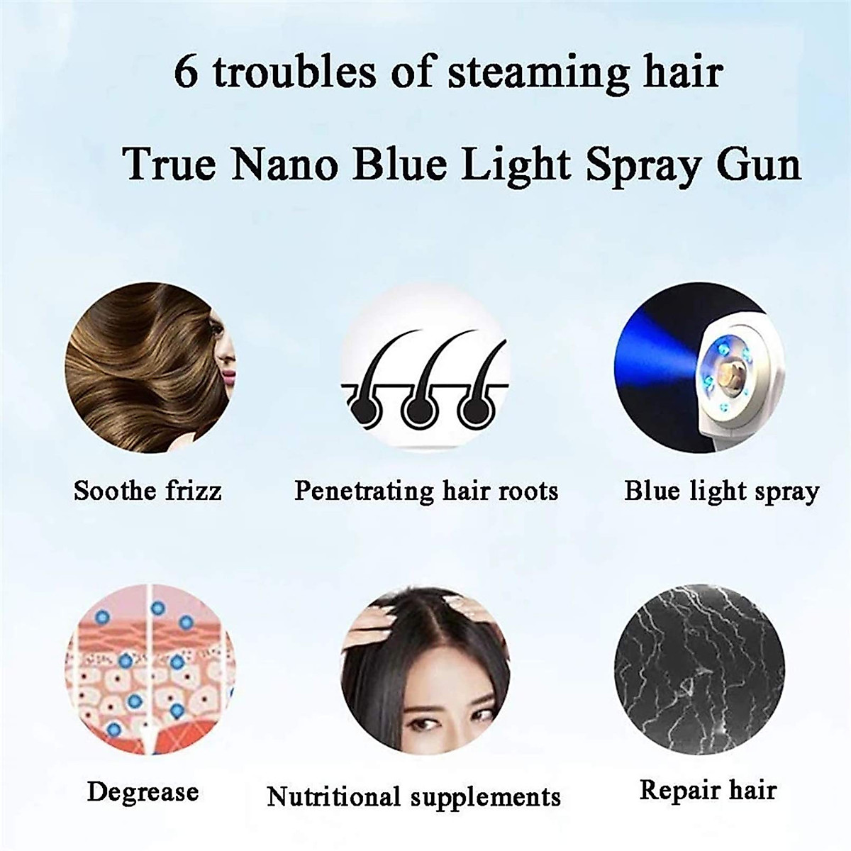 XSWL Portable Nano Steam Gun Hair Care Hydration Sprayer Hot Dyeing Care Blue Micro Mist Machine Spray Gun Hair Steamer Trigger