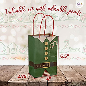 Plum Designs Small Christmas Gift Bags Bulk-24pcs Small Christmas Goodie Bags For kids,6 Styles Cute Christmas Paper Gift Bags Set- Party Favors Holiday Gift Bags Small Xmas Gift Bags 4”x6.5”x2.75