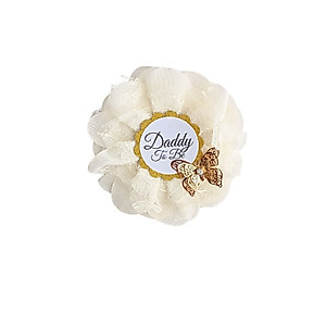 Daddy To Be Button | Dad To Be Pin| Gold Butterfly Baby Shower Ribbon | 3.5" Across | Ivory Lace Flower Corsage | Father To Be Keepsake Gift | Baby Sprinkle Pin