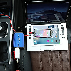 ALLWEI 300W Portable Power Station and 300W Blue Car Power Inverter, 280Wh Backup Lithium Battery, USB-C PD60W, 110V Pure Sine Wave AC Outlet, 78000mAh Solar Power Generator LED Light for Camping