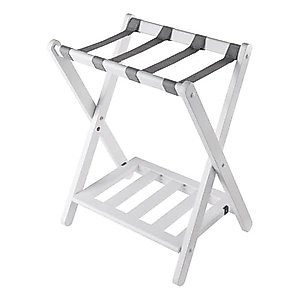 Raya luggage rack with shelf in white finish