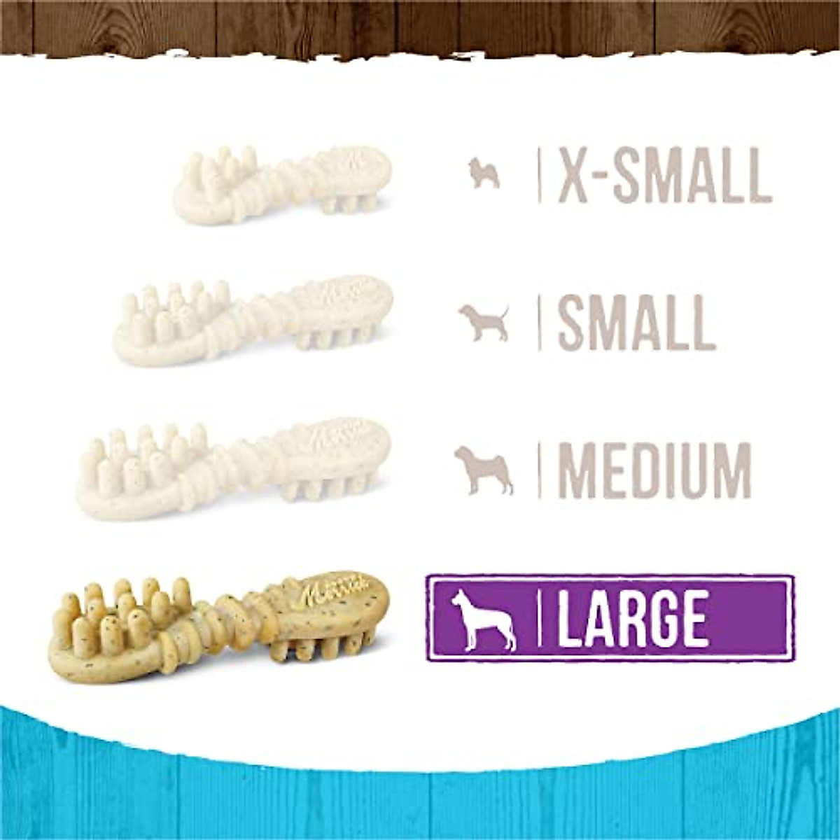 Merrick Fresh Kisses Natural Dental Chews, Toothbrush Shape Treat Infused With Real Mint, For Large Dogs - 22 ct. Box