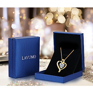 LAVUMO Heart Necklaces for Women 925 Sterling Silver Pendant Jewelry Necklace Silver Rose Gold Love Birthstone Necklace for Her Girlfriend Wife Valentines Day Birthday Women Jewelry Gifts