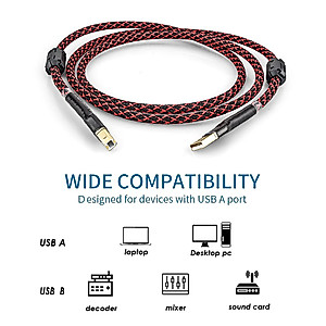 Tertullus HiFi USB 2.0 Cable USB A to USB B Digital Audio Cable Audiophile Cable (1m/3.28ft)