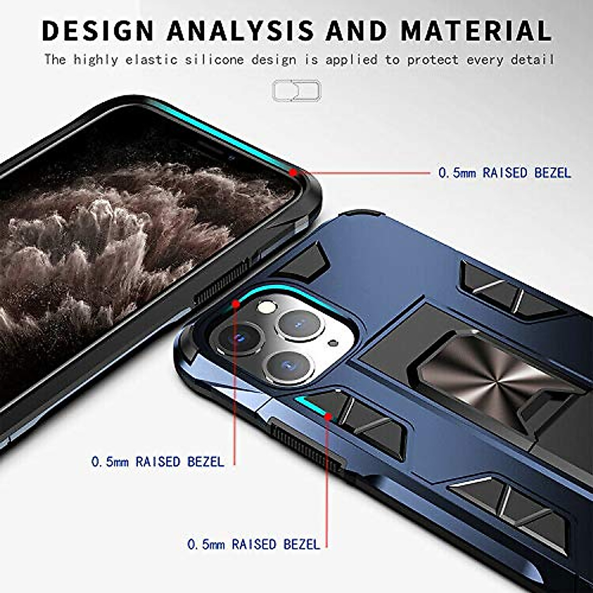 Gorilla Gadgets] Military Grade Shockproof Kickstand Phone Case for iPhone 11 Silver