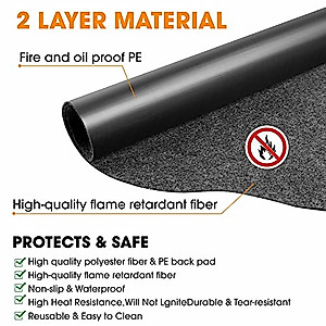 XSONHOO Under Grill Mat,36*48in Grill Mats for Outdoor Grill Deck Protector, Grill Mat for Fireplace, Plane Gas and Propane Burner, and Absorbent Oil, Waterproof, Reusable