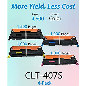 MM MUCH & MORE Compatible Toner Cartridge Replacement for Samsung CLP-325 CLT-409S CLT-407S used for CLX-3185FW 3185N CLP-320N CLP-321N CLP-325W CLX-3170 Printer (Black, Cyan, Magenta, Yellow, 4-Pack)