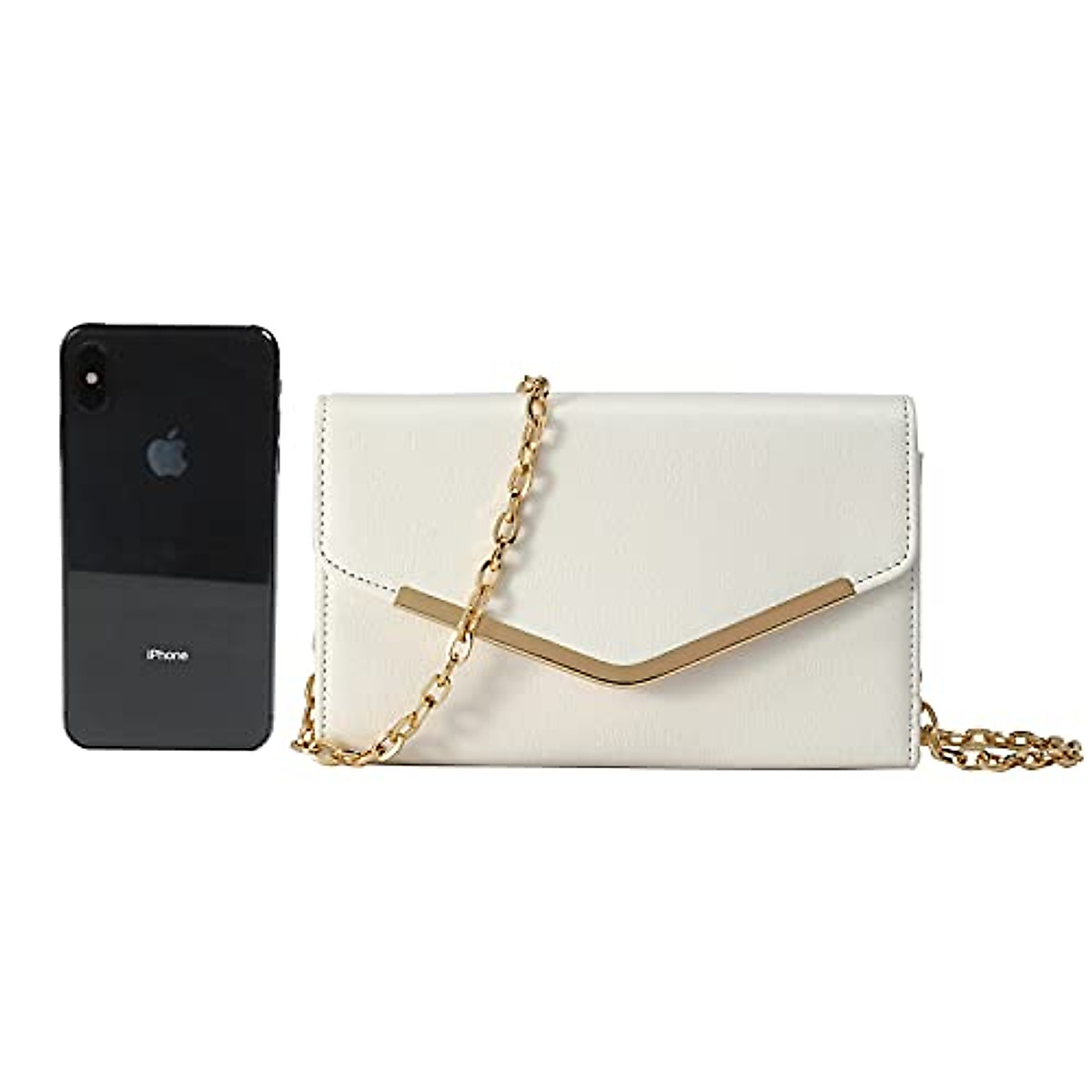 Autumnwell Clutch Purse Evening Bag for Women，White Envelope Handbag With Detachable Chain for Wedding and Party