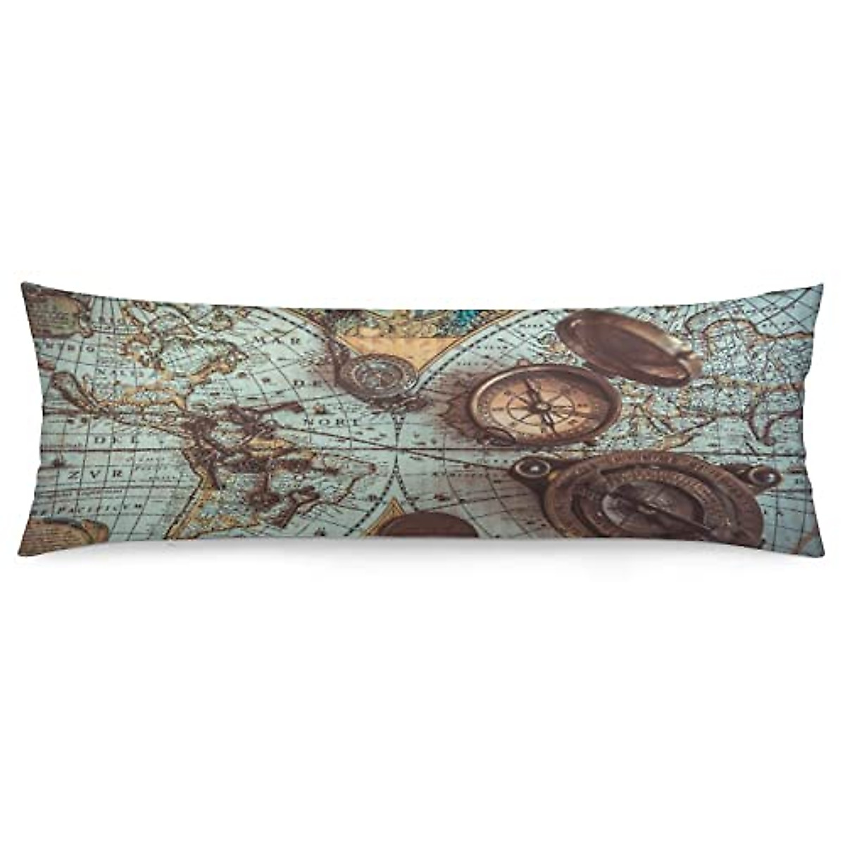 AIRMARK Body Pillow Cover,Antique Pirate Rare Items Collections Including Printed Long Pillow Cases Protector with Zipper Decor Soft Large Covers Cushion for Beding,Couch,Sofa,Home Gift 20"x54"