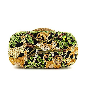 DEBIMY Ladies Rhinestone Clutch Purse Wedding Party Crystal Evening Bag Elegant Handbag for Women Black Green