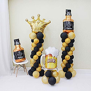 Beer Cup Balloons Set of 4, Beer Cup Helium Mylar Balloons Decor Fit for Summer Party, Beer Festival, Birthday Party and More, 27.5 x 22inch (Gold)