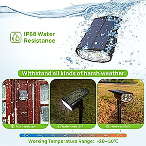 NZDFH Solar Spot Lights Outdoor, IP68 Waterproof Solar Landscape Spotlights,3 Modes Outdoor Solar Garden Lights, USB & Solar Powered Wall Lights Dark Sensing Auto On/Off for Yard Porch 2 Pack