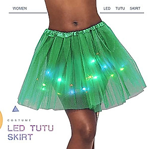 Victray Women Light Up Tutus Adult LED Tulle Tutu Skirt Sparkly Plus Size Tutu Costume (Green 1)