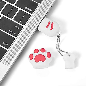 USB Flash Drives, 8GB / 16GB / 32GB / 64GB Waterproof USB 2.0 USB Memory Stick Data Storage Pendrive Thumb Drives (32GB, White Paw)