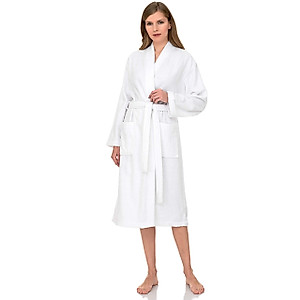 TowelSelections Womens Robe, Cotton Terry Cloth Robes for Women, Soft Kimono Bathrobe for Women Medium/Large White