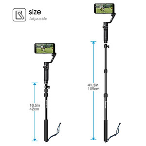 Smatree SmaPole DS1S Extendable Stick Compatible for DJI OM 4 SE/DJI OM 5/DJI OM6/DJI OSMO Action 2/DJI OSMO Action 3/G*Pro 12/11/10/Max/9/8/Cell Phone