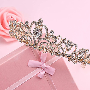 Didder Queen Crown for Womens Gold Princess Elegant Crystal Tiara with Clear Rhinestone Women's Headbands for Halloween Birthday Girls Prom Halloween Bridal Party