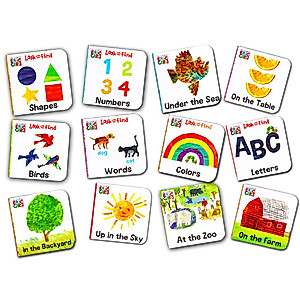 Eric Carle Board Books Set for Babies Toddlers - Eric Carle Book Block Case with 12 Mini Books and Stickers