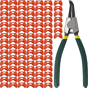 ROYHOO 101PCS Pinless Peepers with Pliers Chicken Peepers Pheasant Poultry Blinders Spectacles Anti-Pecking Eye Glasses Pliers Tool for Pet Middle