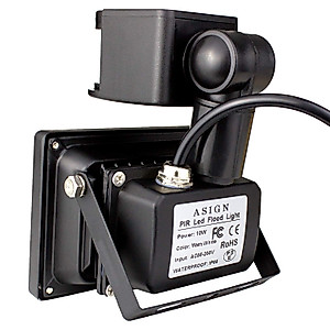 ASIGN 10W Motion Sensor LED Flood Light, 3000K Warm White, 1100lm(MAX), IP65 Waterproof Security Spotlight with PIR for Driveway, Frontdoor, Stair, etc.