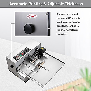 INTSUPERMAI Solid-Ink Coding Continuous Printing Machine Wheel Label Coding Date Paper Printer (Stainless Steel Widen)