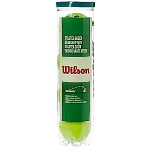 WILSON Tennis Balls, Starter Play Green, 4-Pack Can, Yellow, for Children and Teens, WRT137400