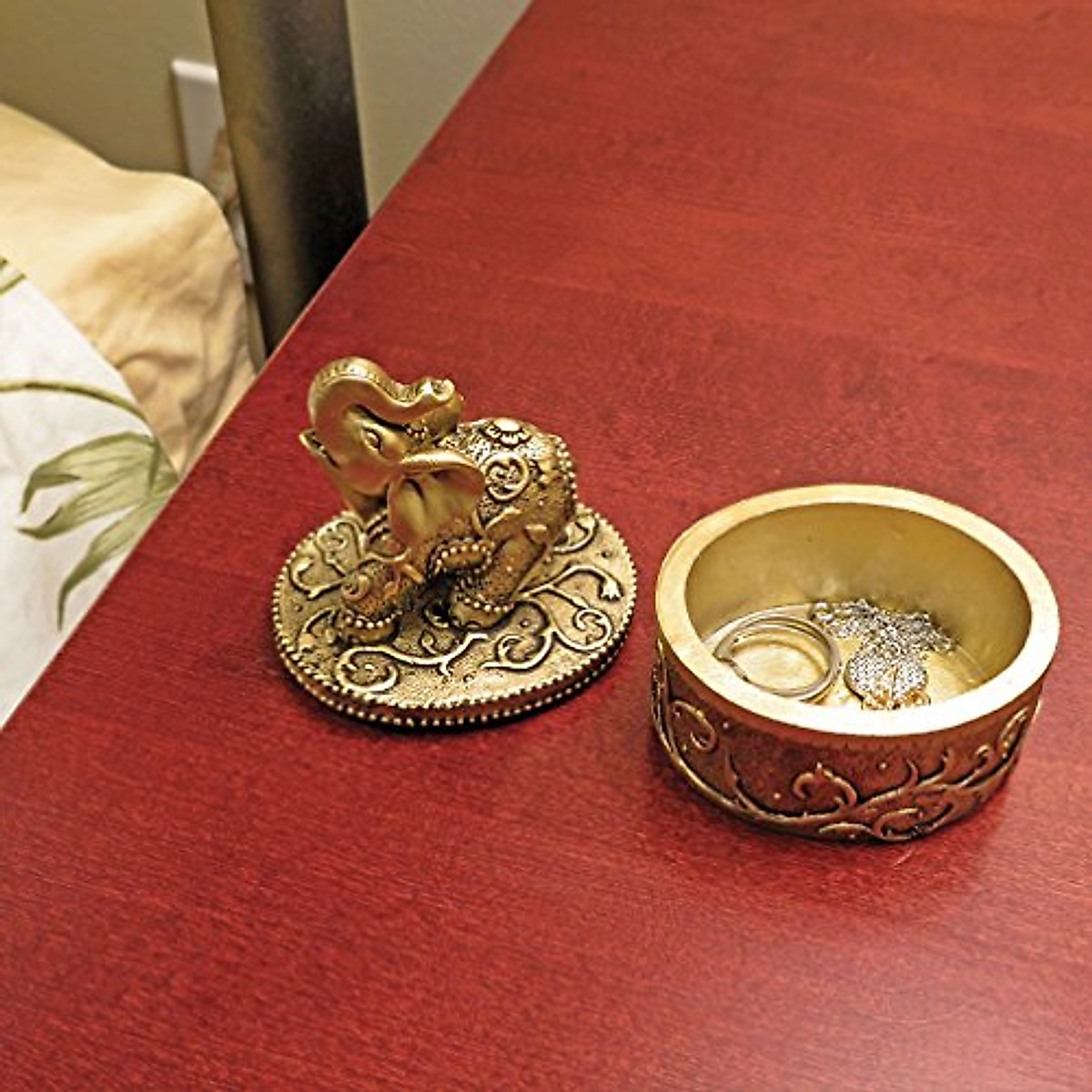 Evelots Jewelry Trinket Box-Elephant-Wedding Ring Holder-Hand Painted-Keepsake