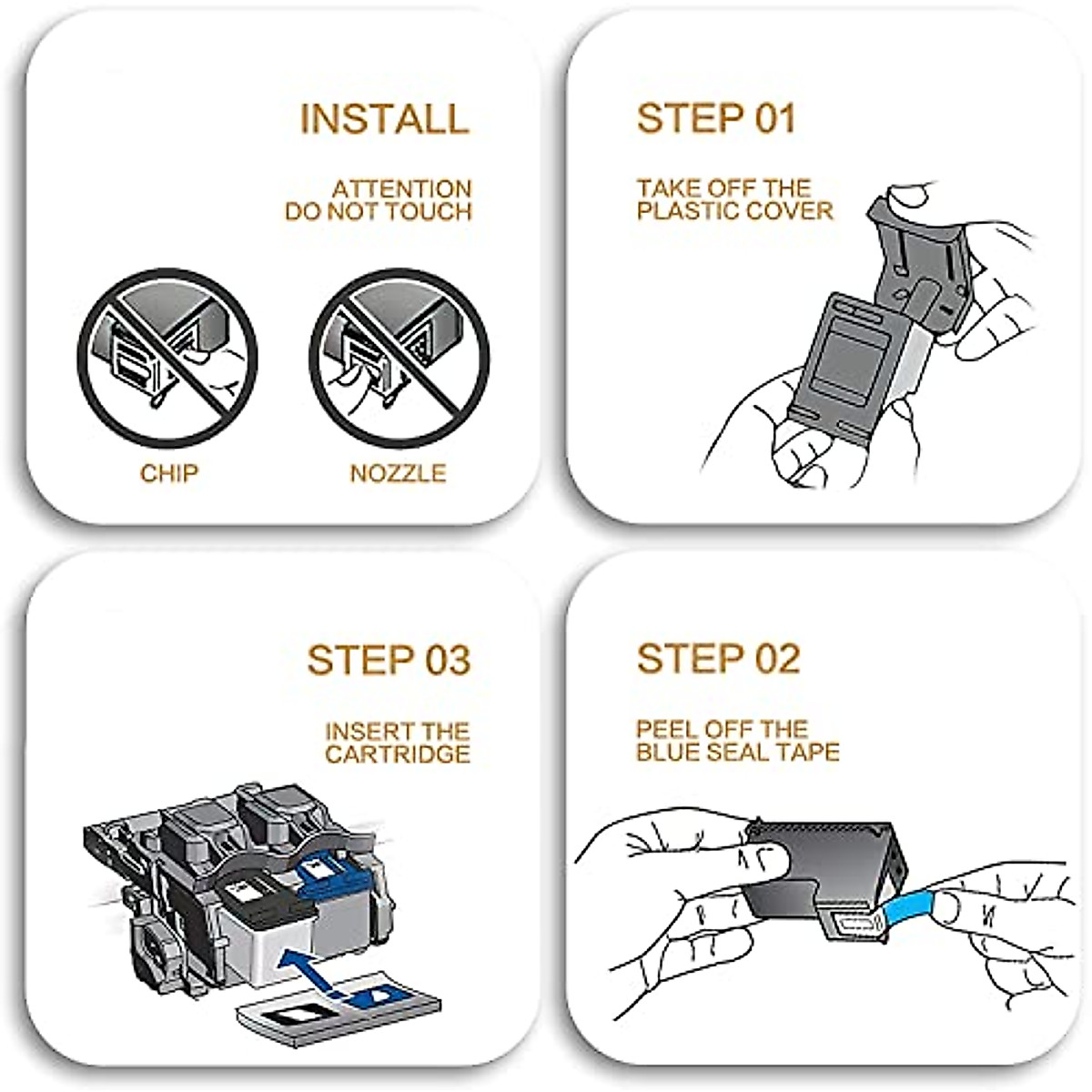 KONGTENBUY - Remanufactured 63XL Ink Cartridge Replacement for HP Envy 4510 4520 4525 4528 HP OfficeJet 5267 5255 3830 4650 5258 3832 HP DeskJet 1110 1112 2132 3630 3636 (2Black 1 Tricolor)