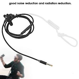 ASHATA 3 Sets Air Tube Headset, Single Earbud, 3.5mm Anti Radiation Noise Reduction Wire Control Headphone with Mic,Air Tube Acoustic Earbuds with Collar Clip