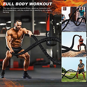Battle Ropes for Home Gym Exercise: 1.5 Inch Diameter 40FT Length Workout Rope Exercise Rope Training Ropes with Protective Sleeve, Heavy Battle Rope For Workout Exercise Fitness & Strength Training
