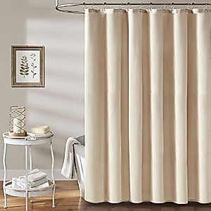 BTTN Fabric Shower Curtain, Linen Textured Heavy Duty Polyester Cloth Shower Curtain Set with 12 Plastic Hooks, Hotel Luxury Waterproof Decorative Shower Curtains for Bathroom - 72"x72" - Beige/Cream
