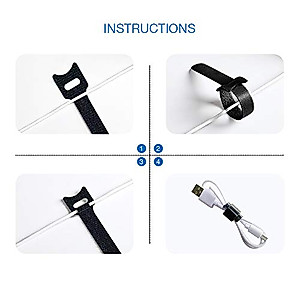 Besign 60 Pack Fastening Cable Straps, Reusable Cord Organizer, Keeper Holder, Cable Ties for Earphones, Earbuds, Headphones, Home Office Tablet, PC, TV Wire Management, Black and White