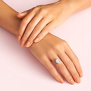 Pandora Sparkling Teardrop Halo Ring - Rose Gold Ring for Women - Layering or Stackable Ring - Gift for Her - 14k Rose Gold-Plated Rose - Size 7.5