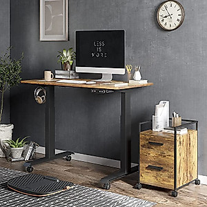 FEZIBO 2-Drawer Mobile File Cabinet, Wood Rolling Filing Cabinet for A4/Letter Size, Printer Stand, Storage Cabinet for Home Office, Rustic Brown