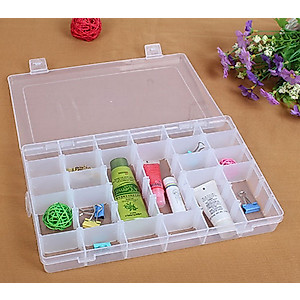 Adjustable 36 Compartment Slot Clear Plastic Storage Craft Box Organizer Container Case Tool for Jewellery Hair and Make Up Comestic Accessories