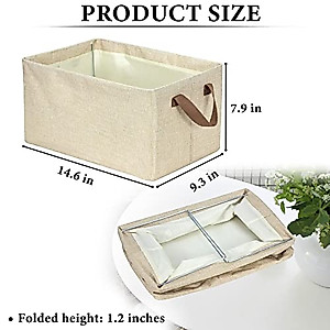 Tasmegol Clothes Steel Frame Storage Drawer Organizer Bins Foldable Closet Underwear Dresser Wardrobe Linen Fabric Cloth Box for Clothing Sock Bra Folded Pants Shirt（3 Sets Beige）