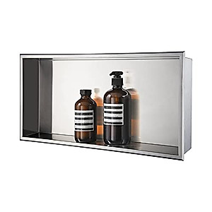 BLYLUND Shower Niche Stainless Steel 12" x 24" NO Tile Needed,Brushed Finish Wall-inserted Niche Recessed, Recessed Shower Shelf Modern and Elegant Soap Niche for Bathroom