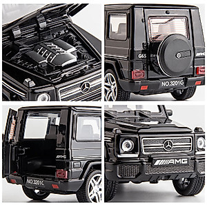 BDTCTK Compatible for 1:32 G65 Model Pull Back Car with Sound and Light for Kids Boy Girl, Metal Body, Door Opened, Black