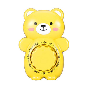 Cute Kitchen Timer, Mechanical Cooking Timer Cartoon Bear Shape Kitchen Manual Alarm Counters, Cook Timer, Kitchen Timer(Yellow)
