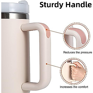 RaepperHan 40oz Car Travel Mug With Handle And Straw Lid | Stainless Steel Insulated Mug | Hot & Cold Drink Mug, Fitness & Sports Mug (White),RZSB01