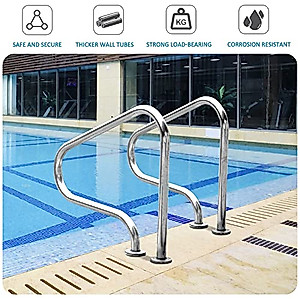 Antourlamm Swimming Pool Handrail 304 Stainless Steel Spa Handrail, Easy to Install Railing 1pcs, for Garden Backyard Pools 80x80cm/31.5" X 31.5"