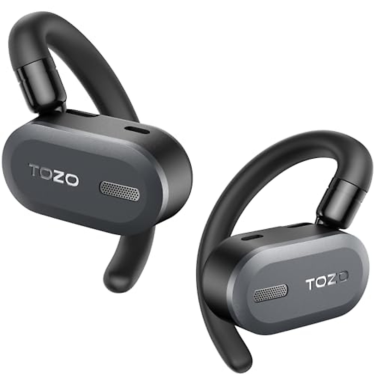 TOZO Open Buds Lightweight True Wireless Earbuds with Multi-Angle Adjustment, Bluetooth 5.3 Headphones with Open Ear Dual-Axis Design for Long-Lasting Comfort, Crystal-Clear Calls for Driving, Black